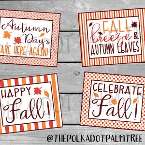 INSTANT DOWNLOAD Printable Fall Notes Happy Fall Celebrate Fall Note ...