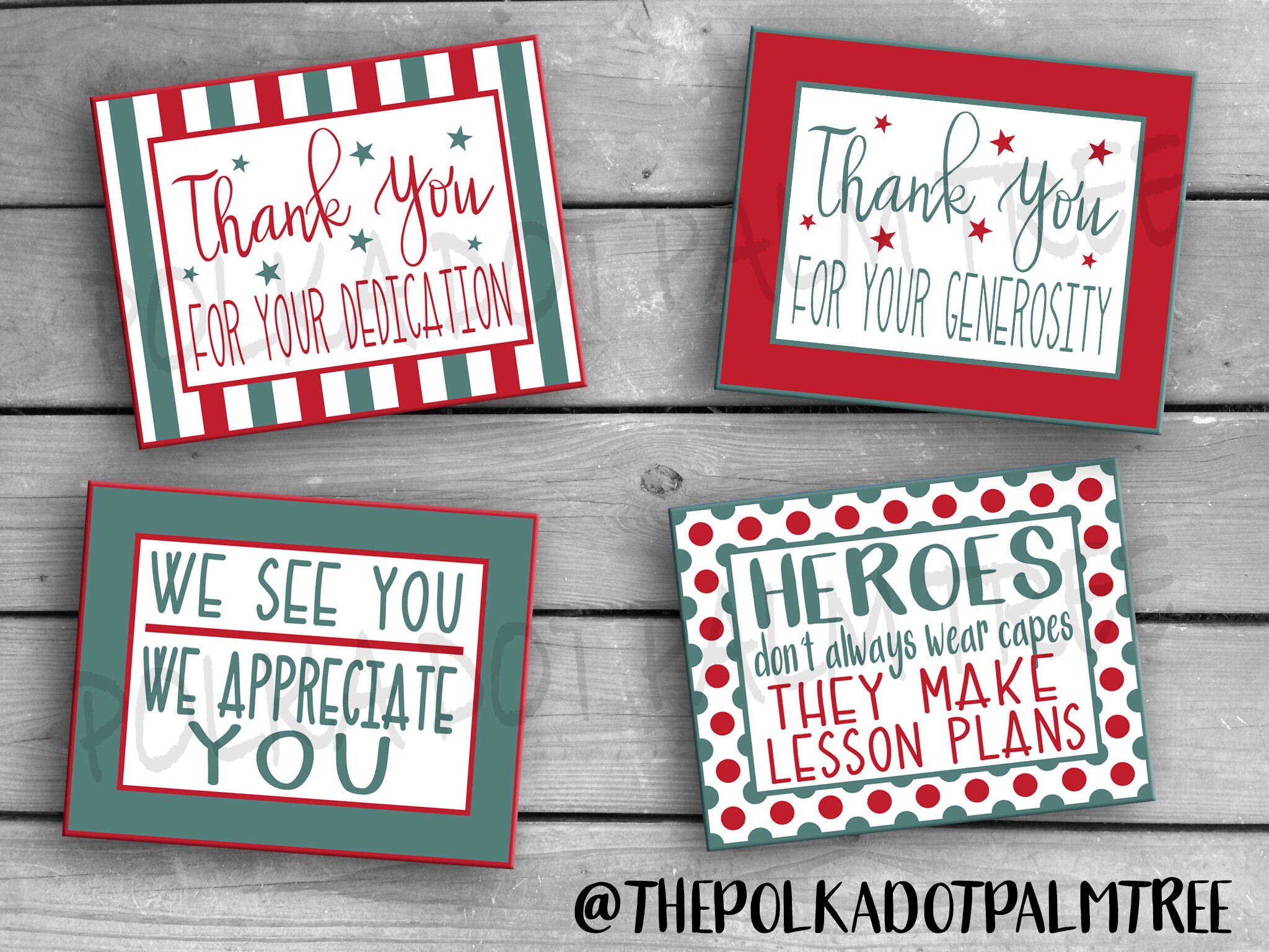 INSTANT DOWNLOAD Printable Teacher Thank You Cards Notes Teacher ...
