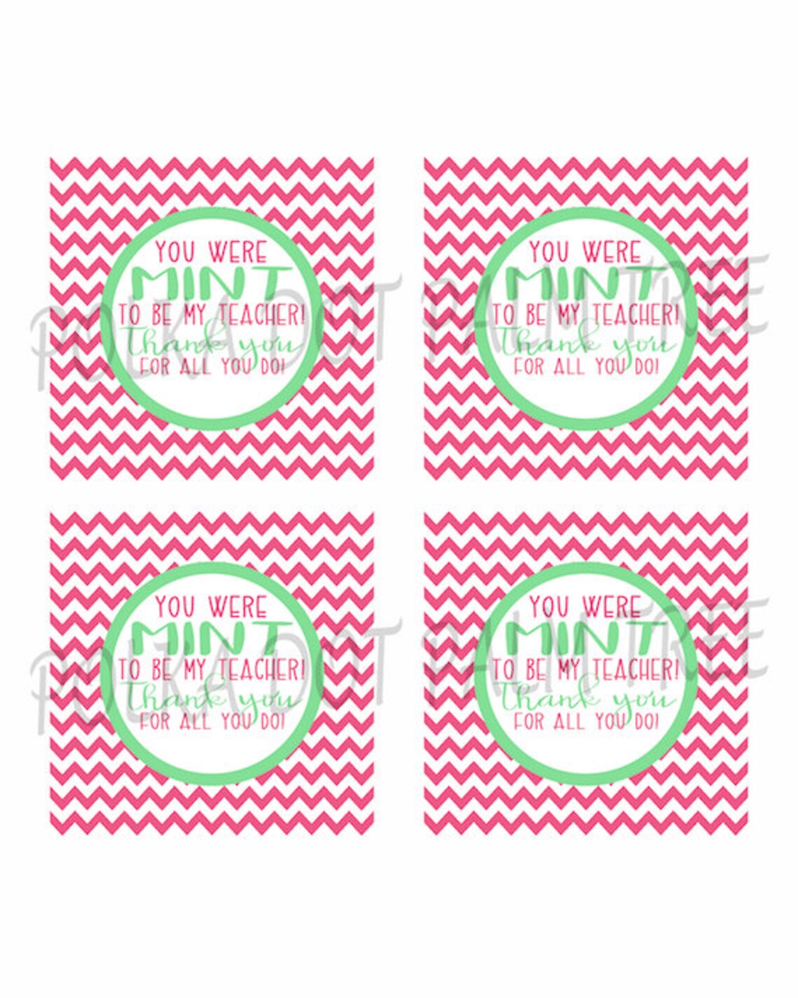 INSTANT DOWNLOAD DIY Printable Chevron You Were Mint to Be My Teacher ...