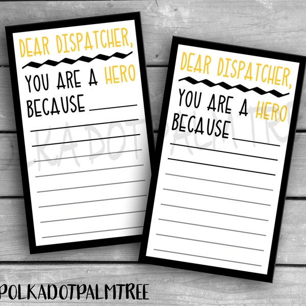 Dispatcher Printable Thank You - Etsy