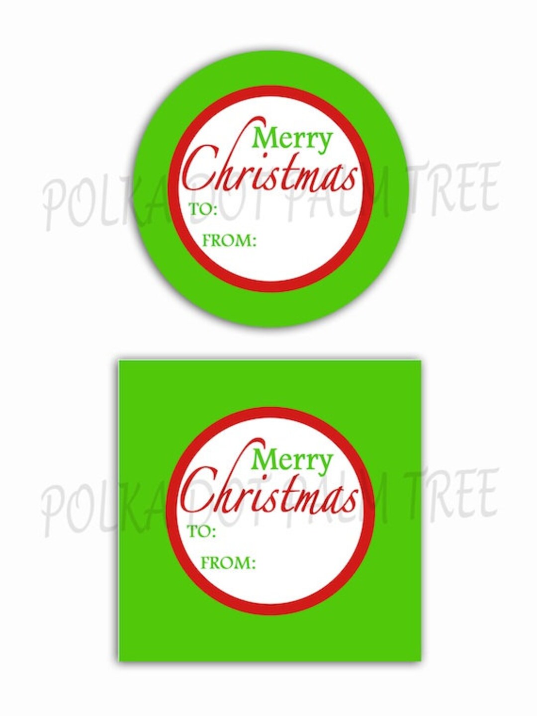 INSTANT DOWNLOAD DIY Printable Merry Christmas Red White Green Circle ...