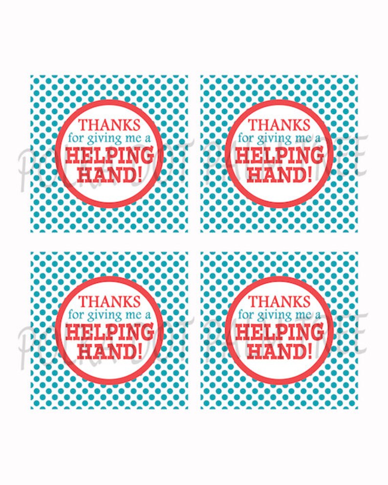 INSTANT DOWNLOAD DIY Printable Polka Dot Thanks for Giving Me A Helping ...