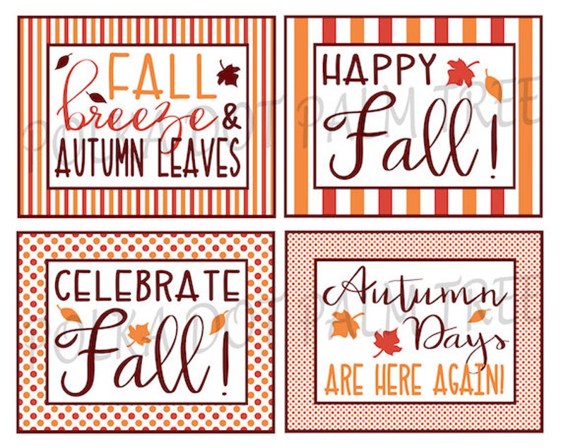 INSTANT DOWNLOAD Printable Fall Notes Happy Fall Celebrate Fall Note ...