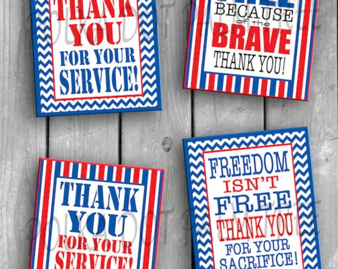 INSTANT DOWNLOAD Printable Veteran Military Patriotic Thank You Cards ...