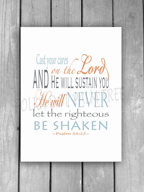 Prints Art & Collectibles Psalm 55:22 Bible Verse Printable Wall Art ...