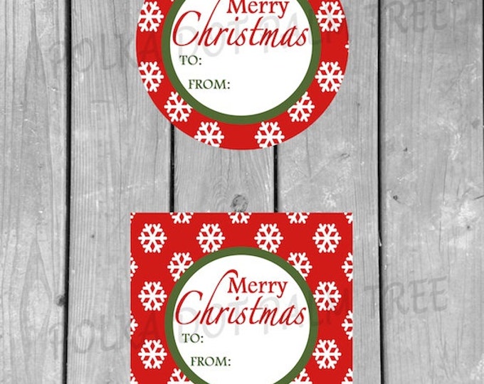 INSTANT DOWNLOAD DIY Printable Merry Christmas Red White Snowflake ...