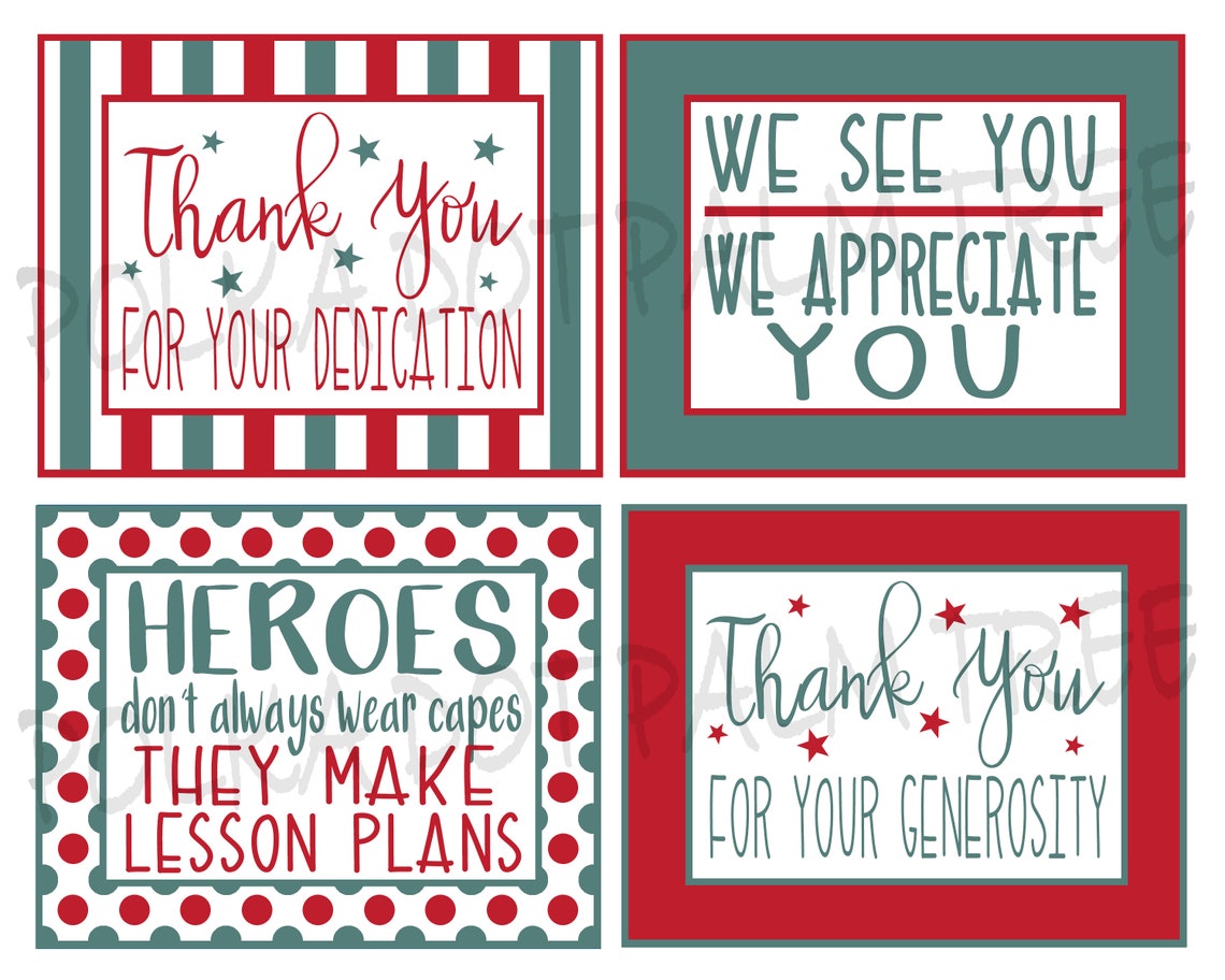 INSTANT DOWNLOAD Printable Teacher Thank You Cards Notes Teacher ...
