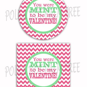 INSTANT DOWNLOAD DIY Printable Green Pink Chevron You Were Mint to Be ...