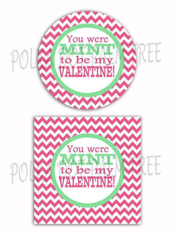 INSTANT DOWNLOAD DIY Printable Green Pink Chevron You Were Mint to Be ...