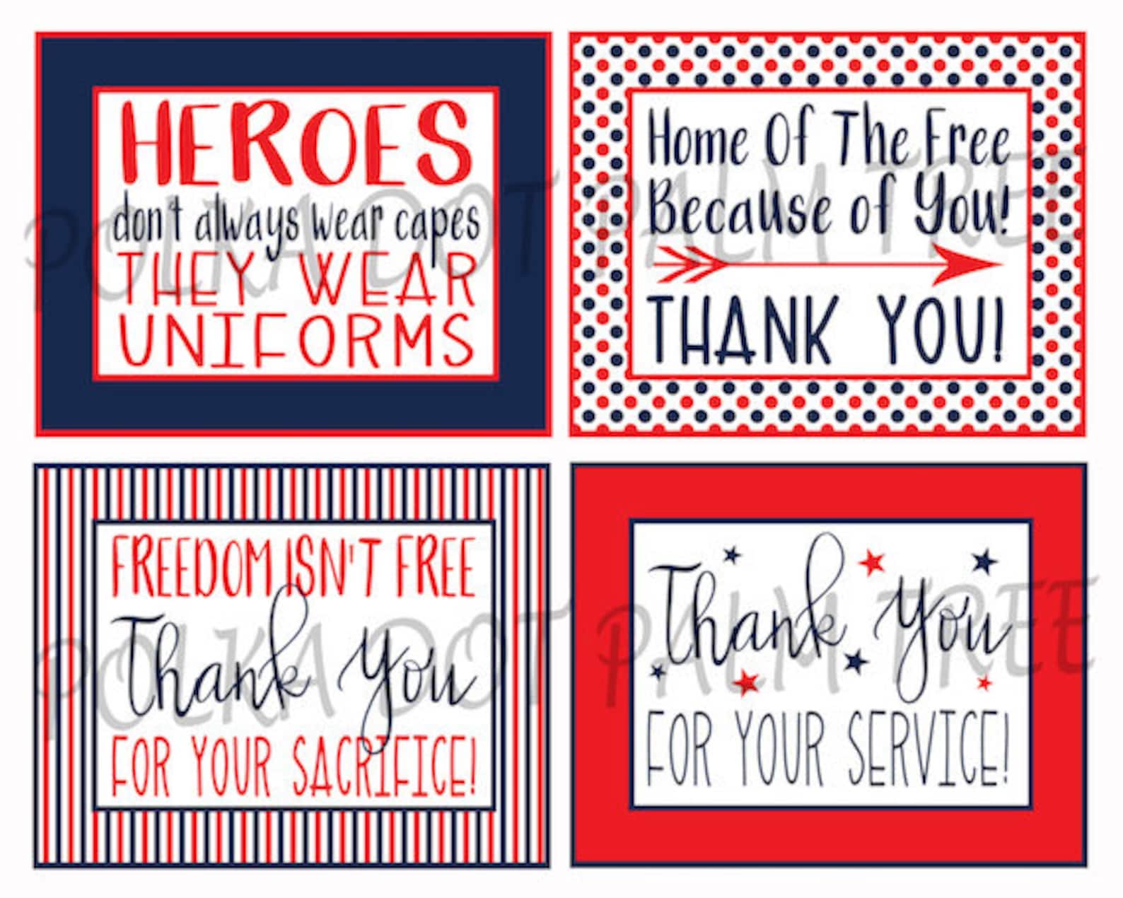 INSTANT DOWNLOAD Printable Veteran Military Patriotic Thank - Etsy