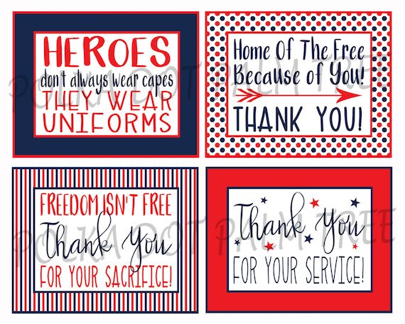 INSTANT DOWNLOAD Printable Veteran Military Patriotic Thank You Cards ...