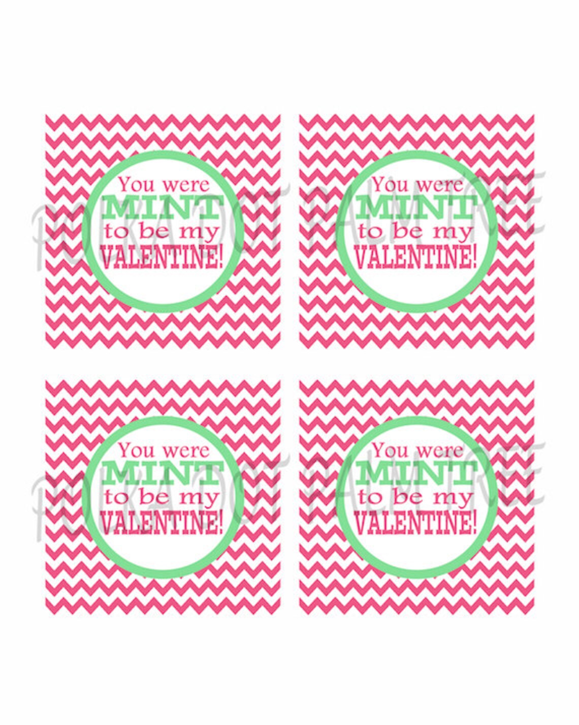 INSTANT DOWNLOAD DIY Printable Green Pink Chevron You Were Mint to Be ...