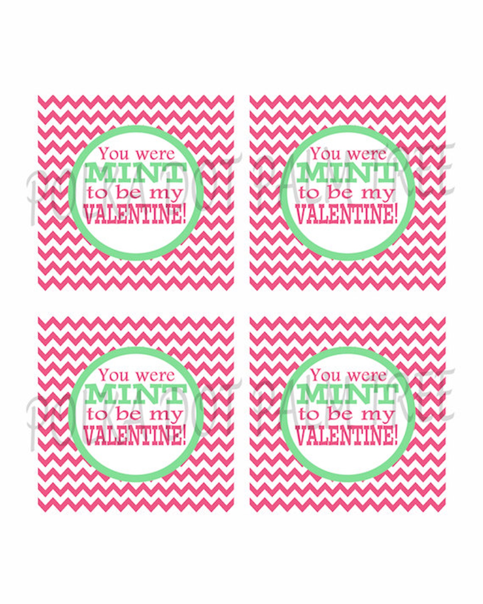 INSTANT DOWNLOAD DIY Printable Green Pink Chevron You Were Mint to Be ...