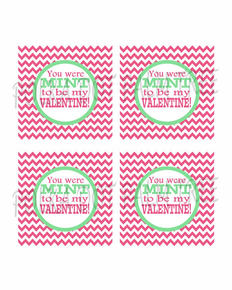 INSTANT DOWNLOAD DIY Printable Green Pink Chevron You Were Mint to Be ...