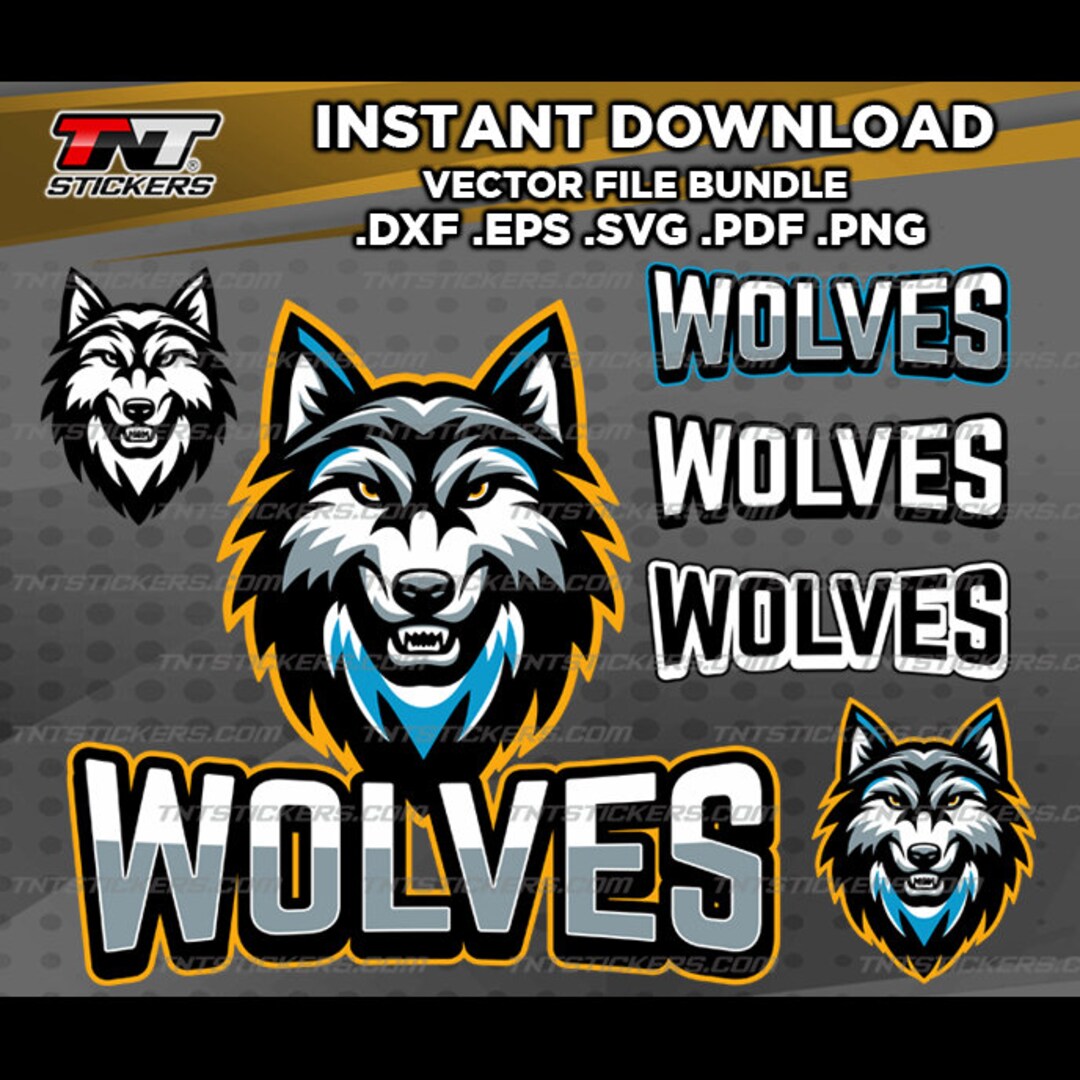 WOLVES School Team Mascot Logo VECTOR FILE | Svg | Eps | Png | Pdf ...