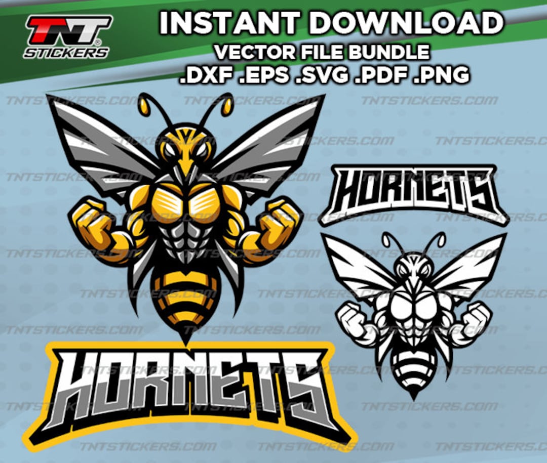 HORNETS School Team Mascot Logo VECTOR FILE | Svg | Eps | Png | Pdf ...