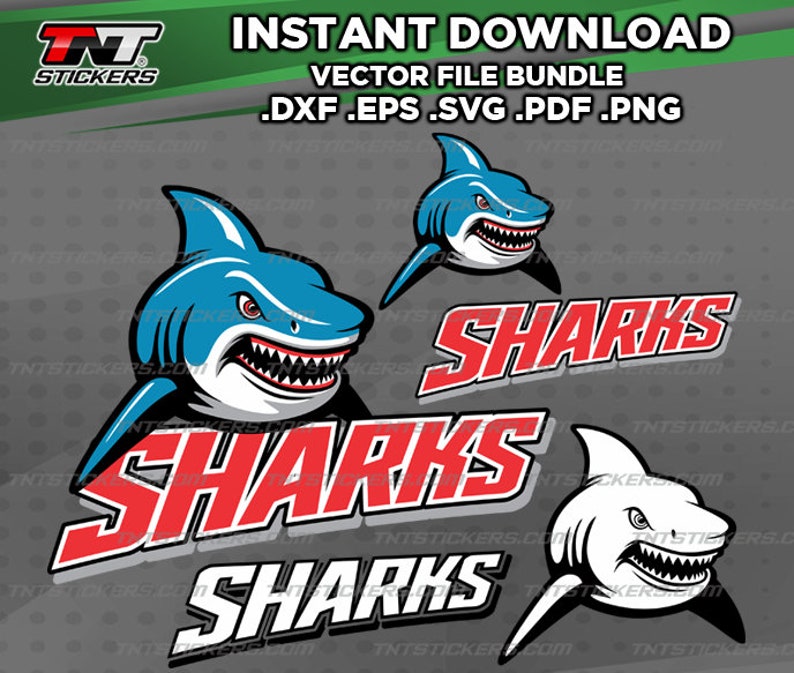 Sharks Team Mascot Vector Logo File (svg, Eps, Png, Pdf, Dxf) - Etsy