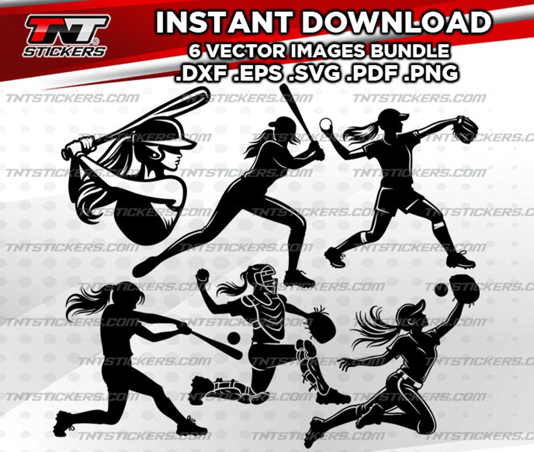 Girls Softball Clipart Design VECTOR FILE BUNDLE | Svg | Eps | Png ...