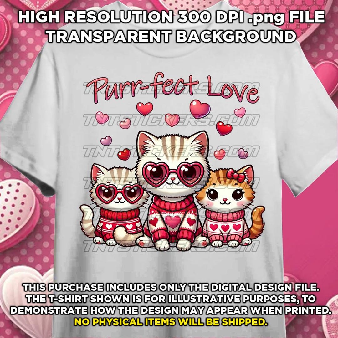 Purr-fect Love Cats Valentines | PNG File | 300 Dpi | Digital Artwork ...