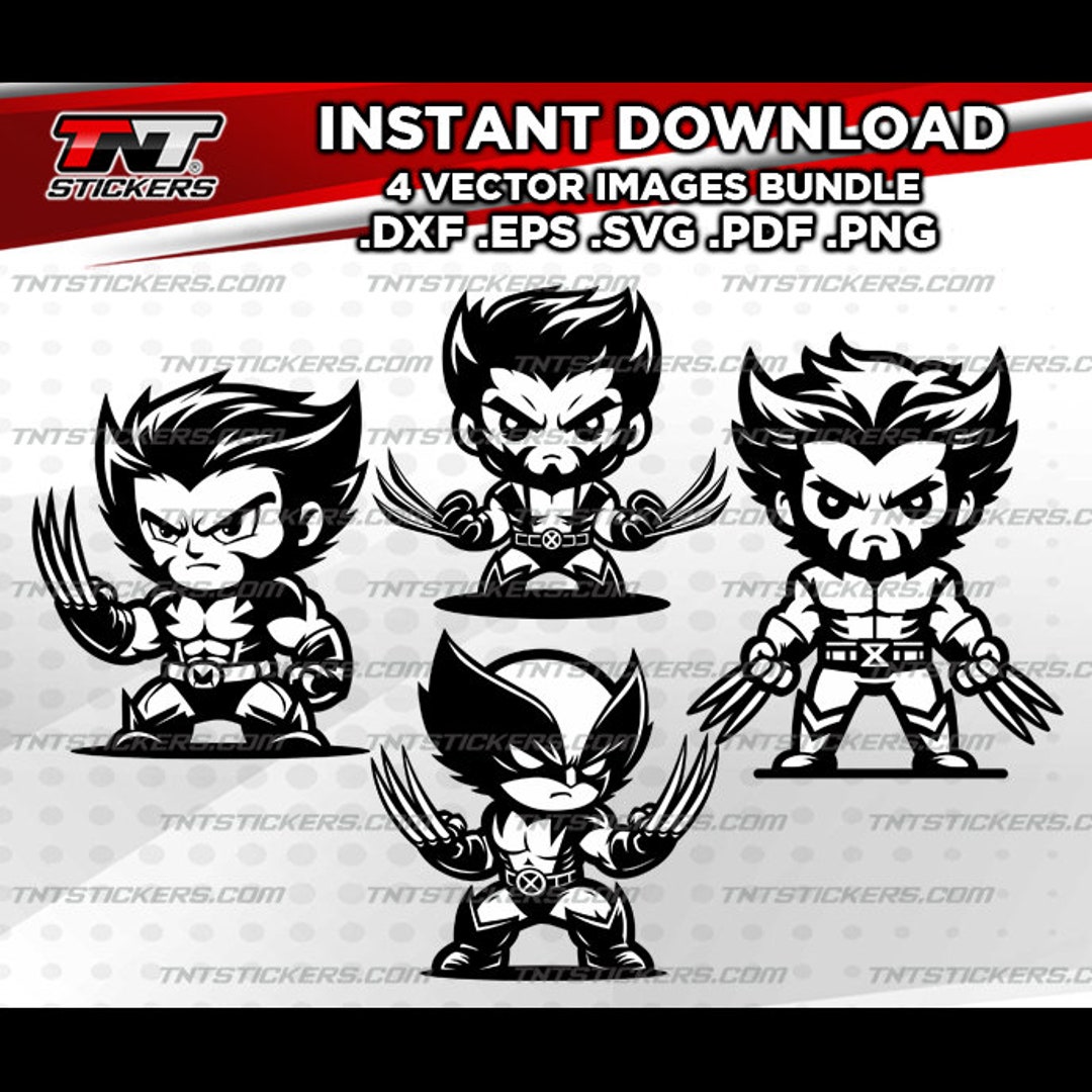 Cute Wolverine Kawaii VECTOR FILE BUNDLE | Svg | Eps | Png | Pdf | Dxf ...