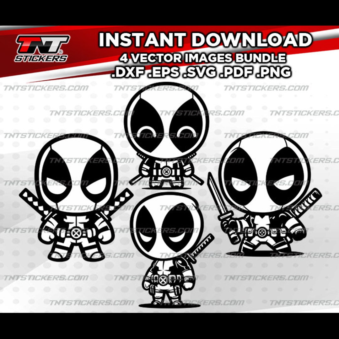 Cute Deadpool Kawaii Vector Bundle | Cricut, Laser, Silhouette (digital ...