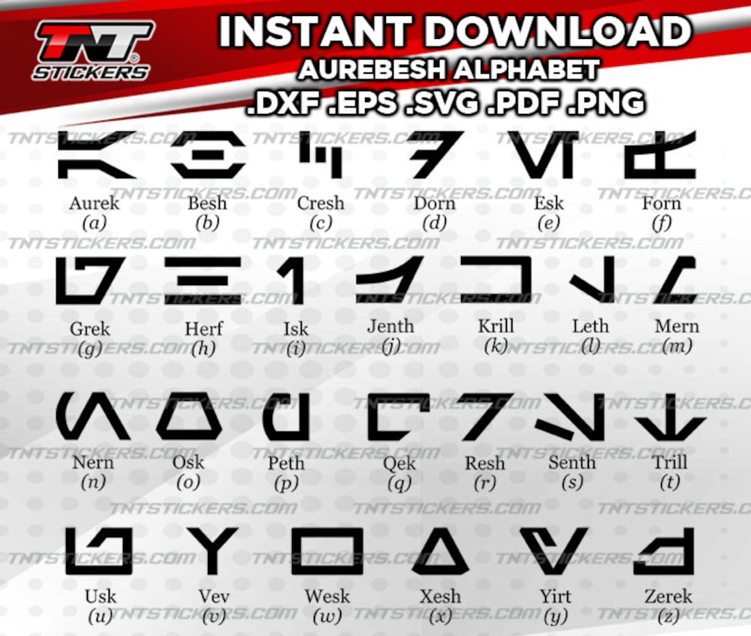 Star Wars Aurebesh Alphabet VECTOR FILE BUNDLE | Svg | Eps | Png | Pdf ...
