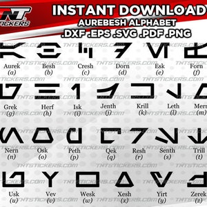 Star Wars Aurebesh Alphabet VECTOR FILE BUNDLE | Svg | Eps | Png | Pdf | Dxf | Cricut Cutter ...