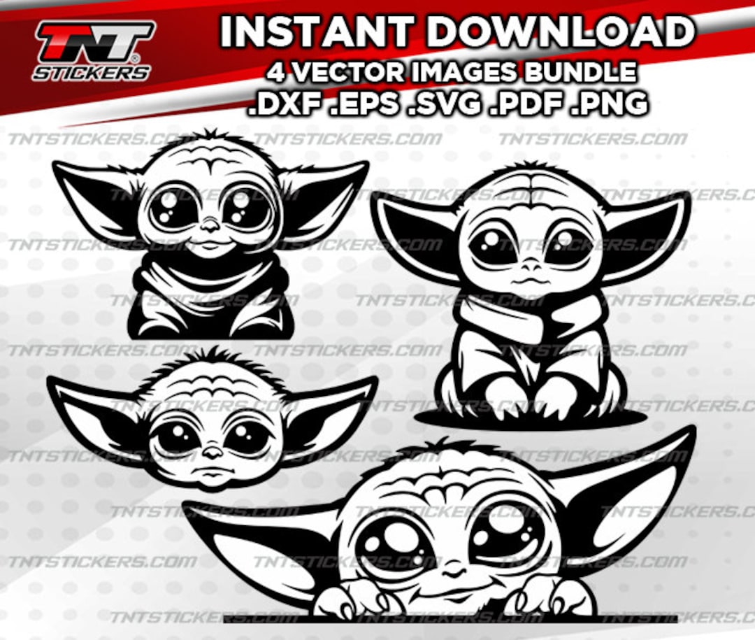 Cute Baby Yoda Grogu Kawaii VECTOR FILE BUNDLE | Svg | Eps | Png | Pdf ...