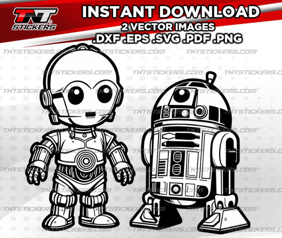 C-3PO and R2D2 Clipart Star Wars VECTOR FILE BUNDLE | Svg | Eps | Png ...
