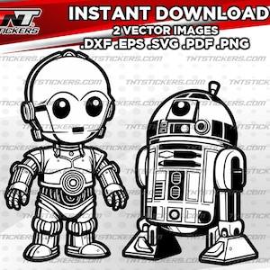 C-3PO and R2D2 Clipart Star Wars VECTOR FILE BUNDLE | Svg | Eps | Png ...