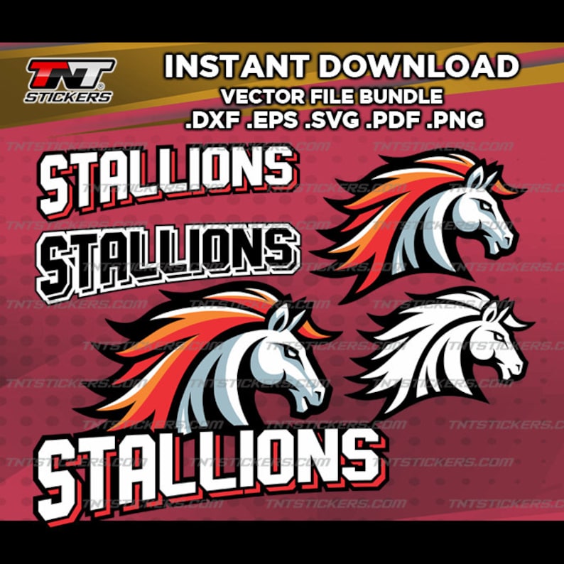 Stallions Mascot Logo Vector File | School Team Design (svg, Eps, Png ...