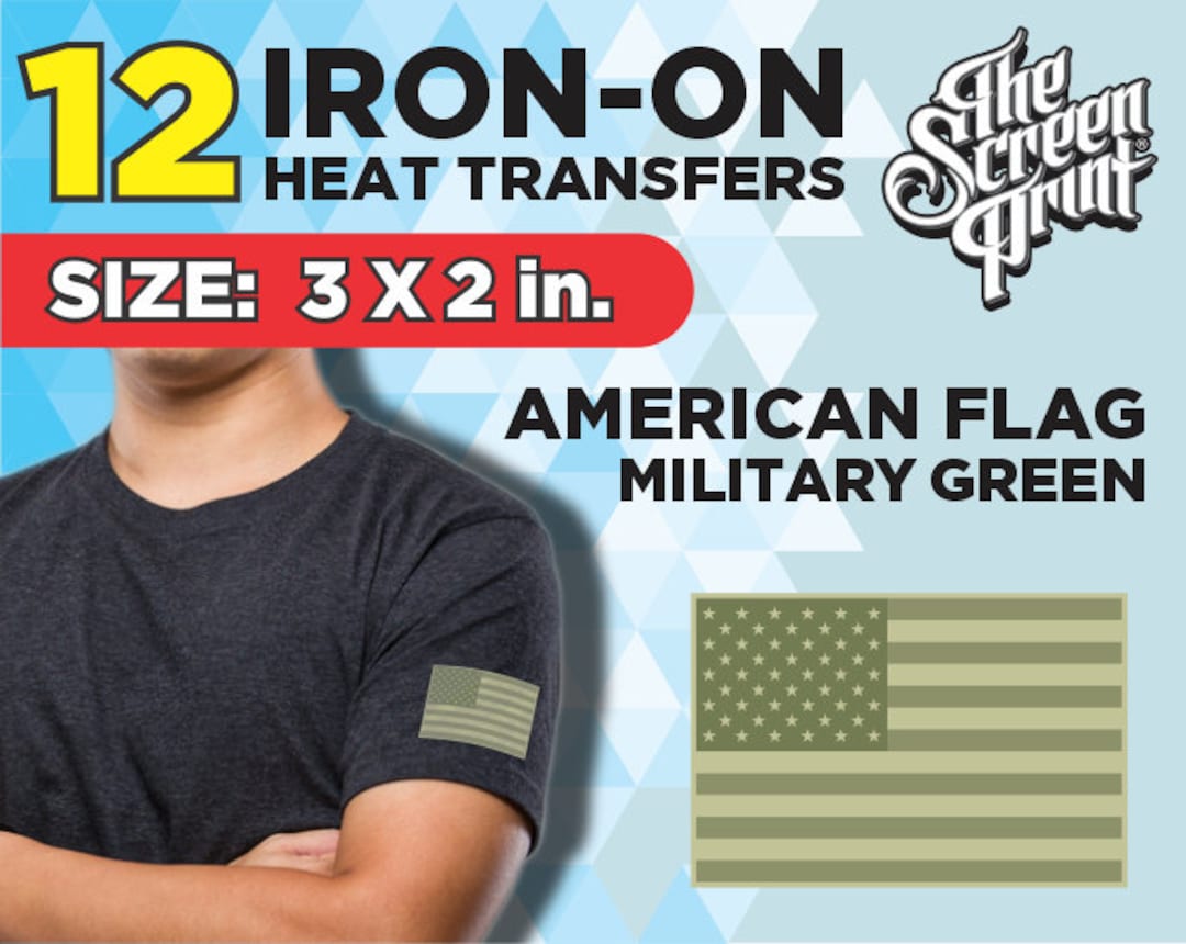 12x US Flags Military Green. Iron on Heat Transfers Size 3 X 2 In. - Etsy