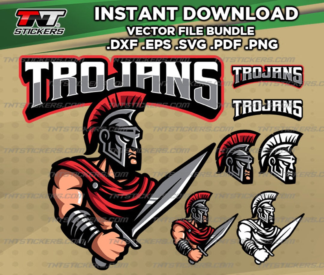 TROJANS School Team Mascot Logo VECTOR FILE | Svg | Eps | Png | Pdf ...