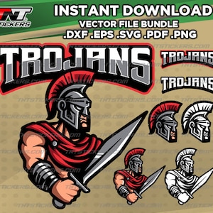 TROJANS School Team Mascot Logo VECTOR FILE | Svg | Eps | Png | Pdf ...