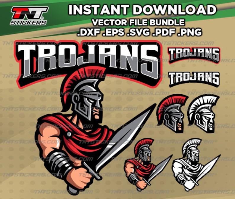TROJANS School Team Mascot Logo VECTOR FILE | Svg | Eps | Png | Pdf ...