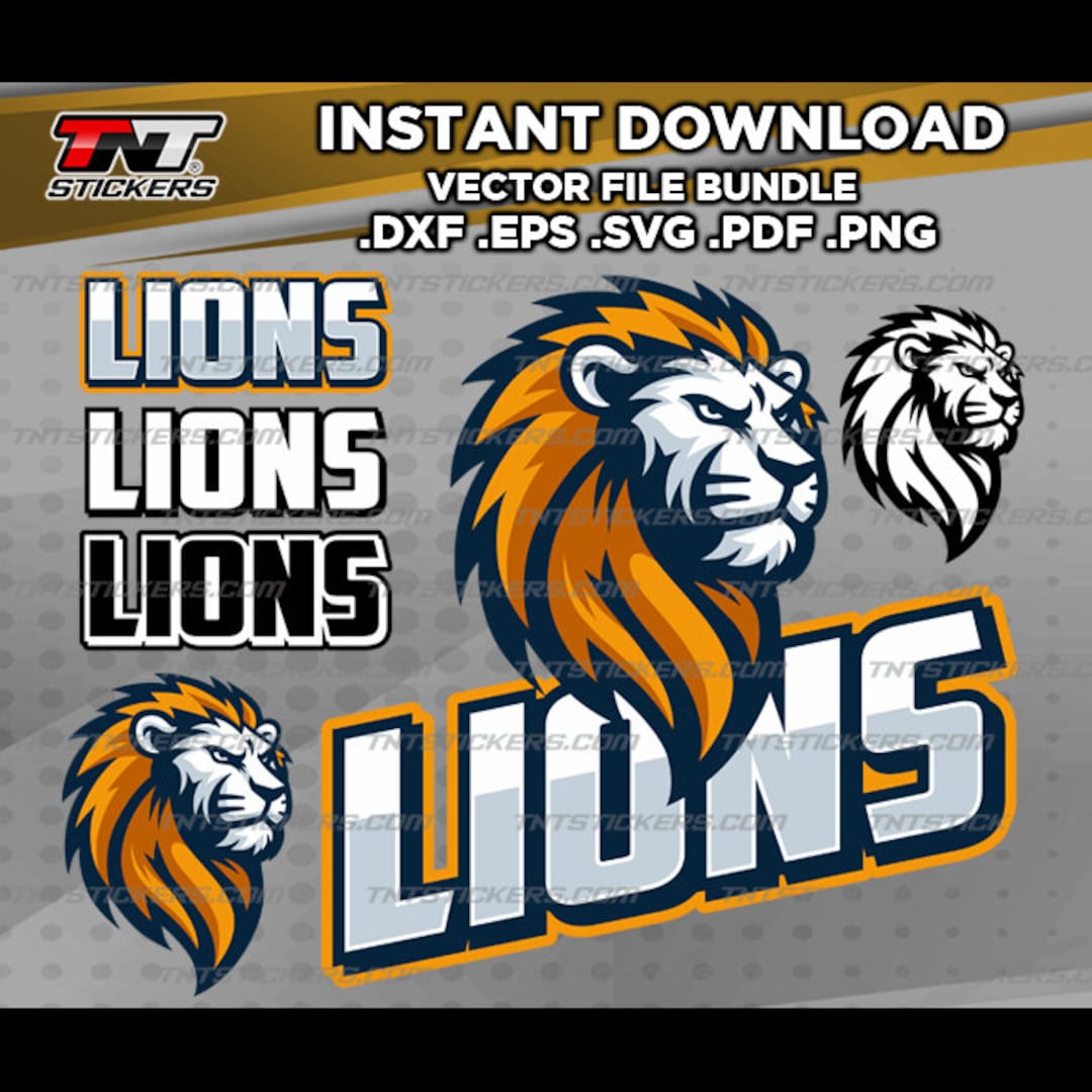 LIONS School Team Mascot Logo VECTOR FILE | Svg | Eps | Png | Pdf | Dxf ...