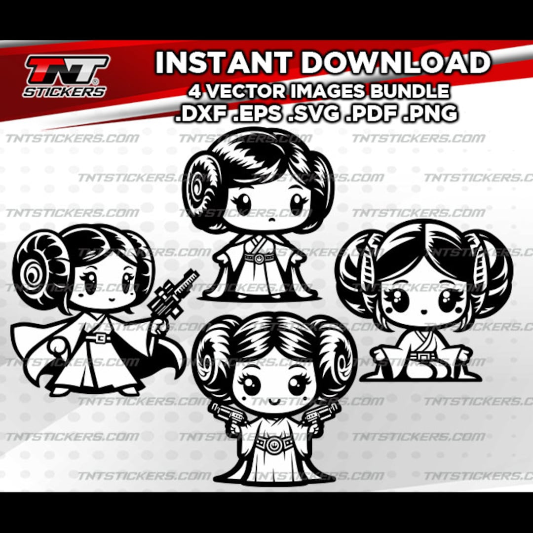 Cute Princess Leia Kawaii VECTOR FILE BUNDLE | Svg | Eps | Png | Pdf ...