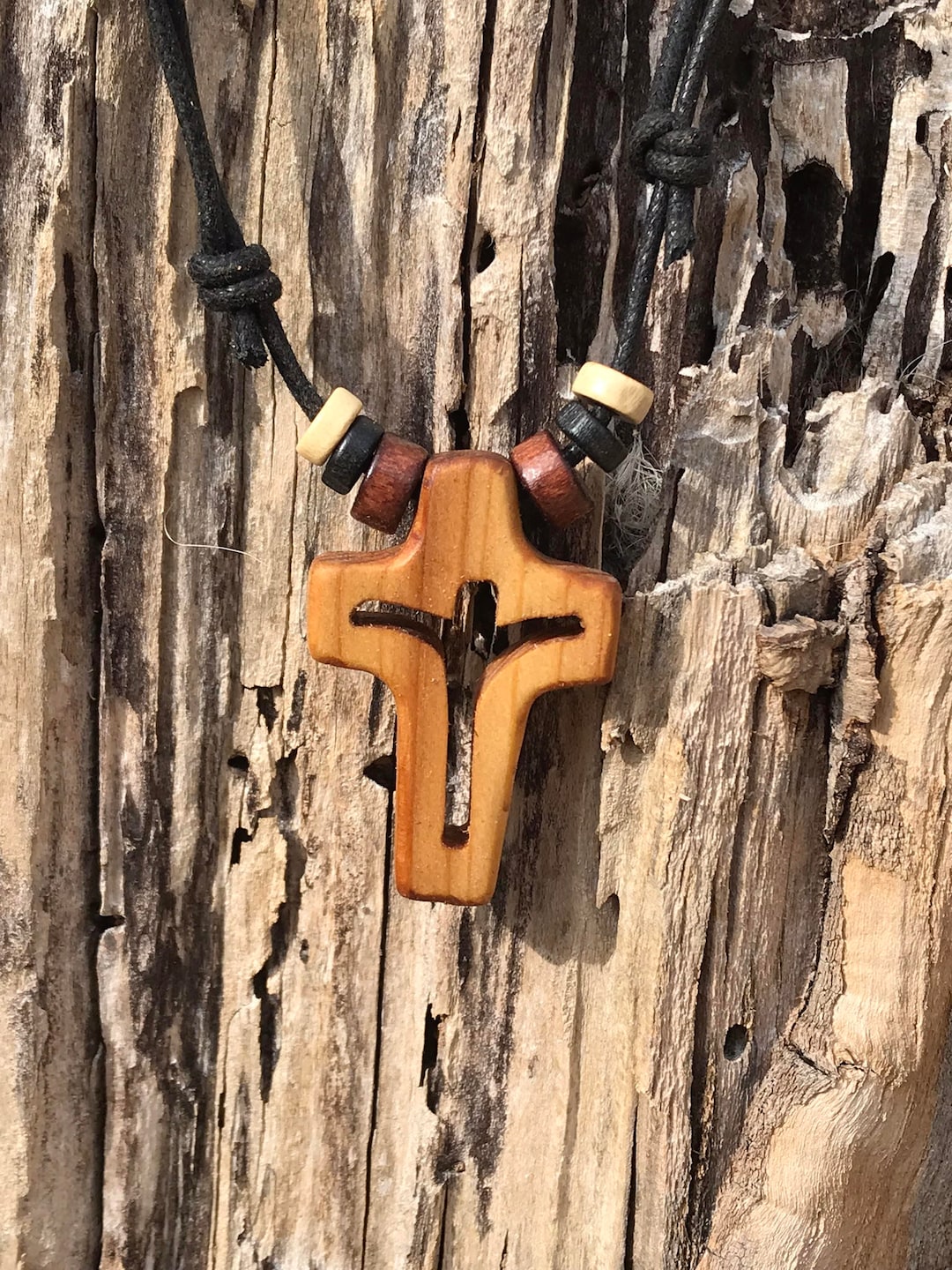 Handmade Reclaimed Wood Jesus Cross Necklace: Rustic Christian Jewelry ...