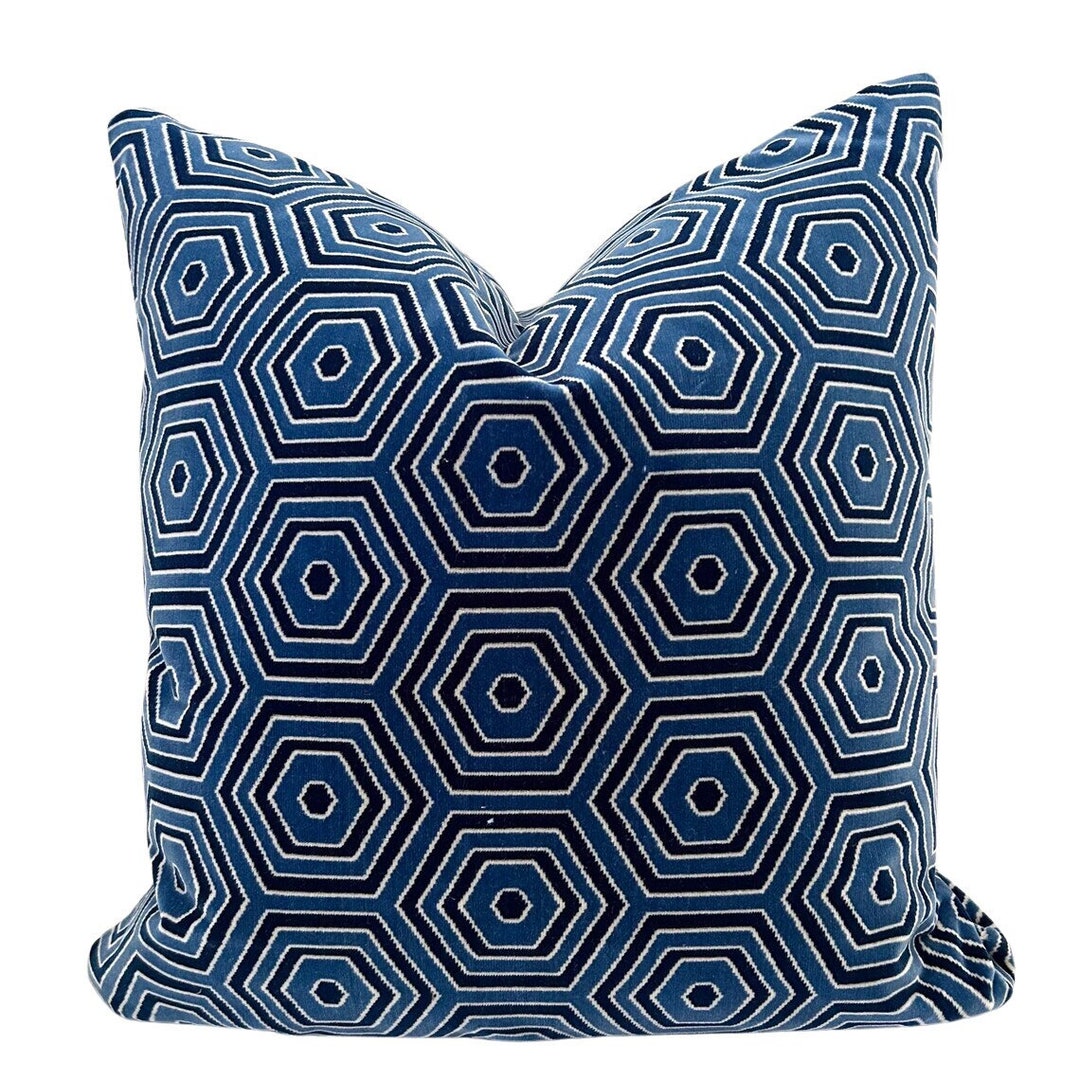 Jonathan Adler Velvet Pillow Cover // Jonathan Adler Geometric Blue ...