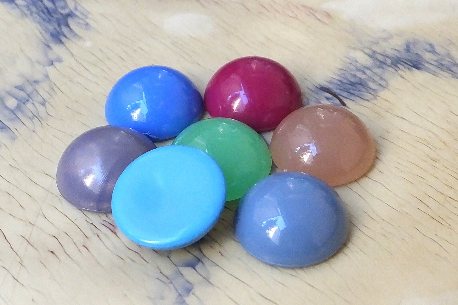 Vintage German Cabochon ( 10 Psc ) , Plastic Cabs 20mm , Round Lucite ...