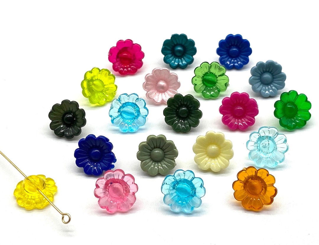 Vintage Flower Beads ( 20 Pcs ) , Flower Shank Buttons , 12mm Vintage ...