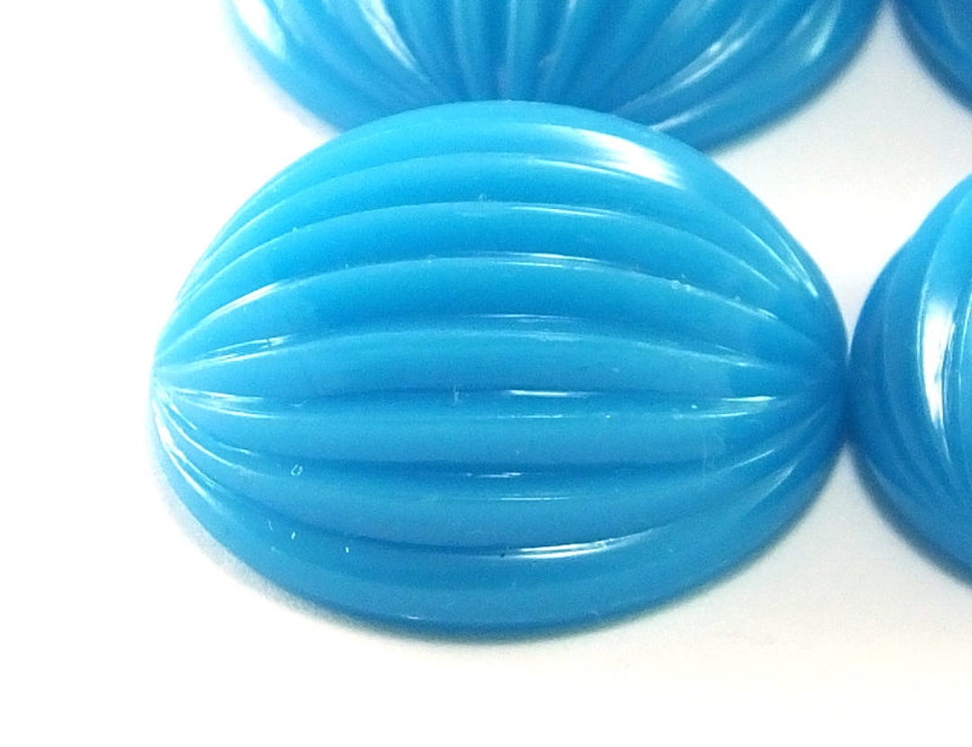 Ocean Blue Circle Carved Vintage German Cabochon , Plastic Cabs , 24 Mm ...