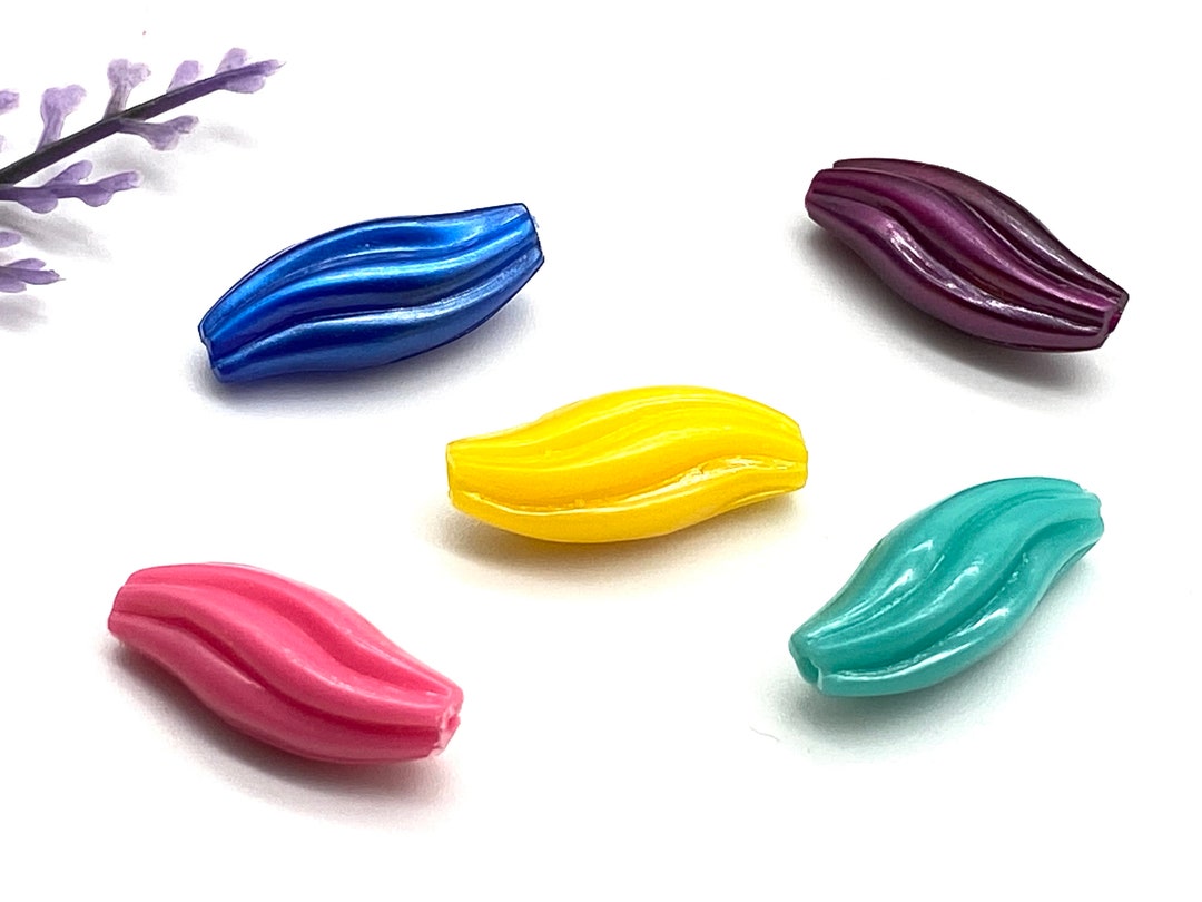 Fluted Tube Beads (20 Pcs) , Vintage German Beads , 18mm Lucite Spacer ...
