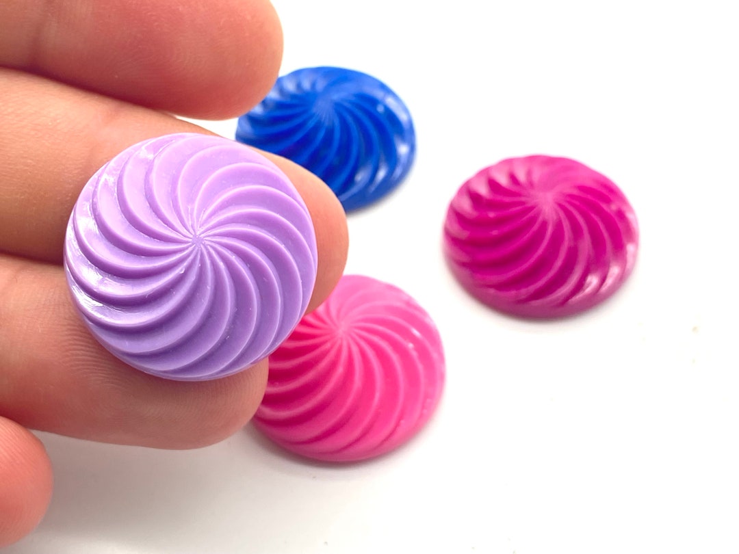 Vintage Lucite Cabochons ( 8 Pcs ) , 24mm German Plastic Cabs , Flat ...