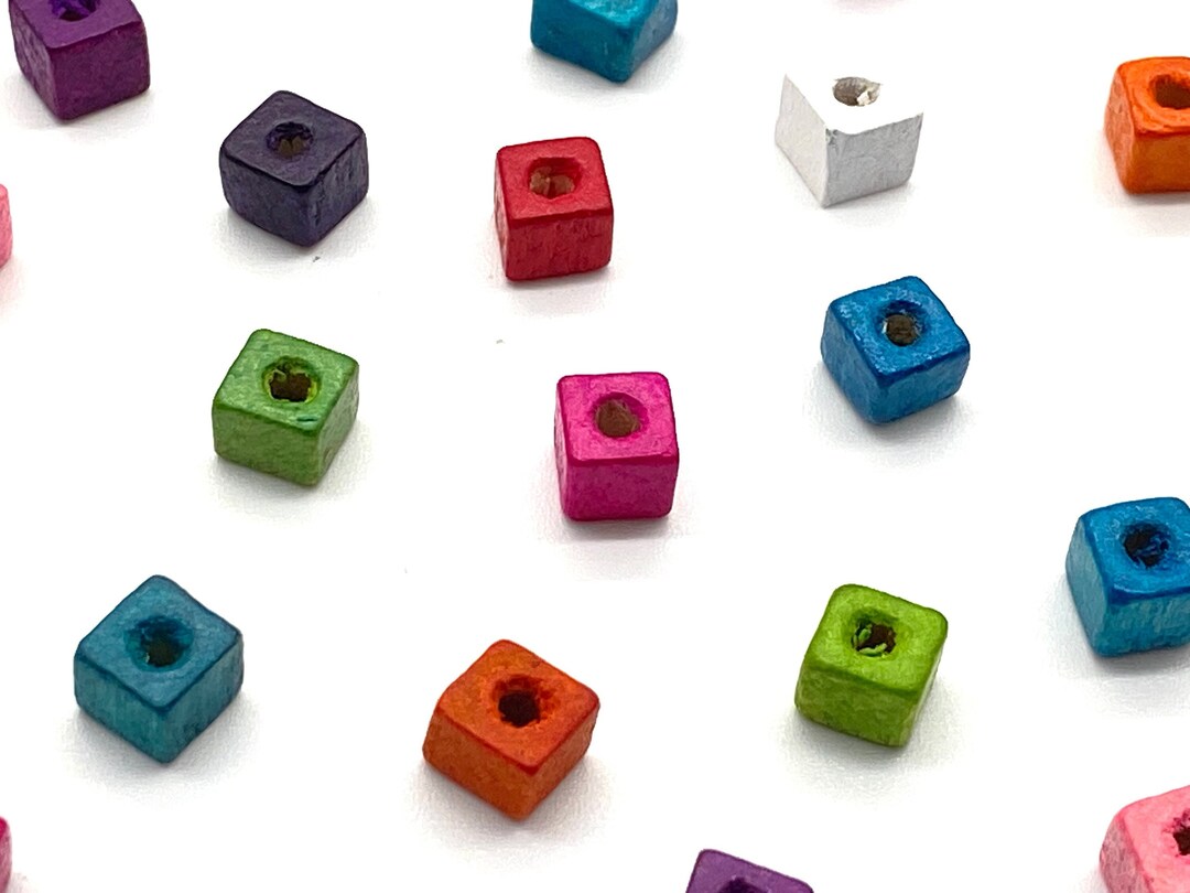 Wooden Square Beads for Jewelry Making - Variety of Colors - 5mm Size ...