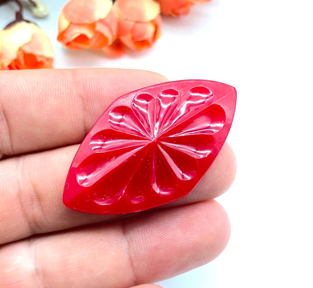 Oval Dark Red Detailed Vintage German Cabochon , Large Cabachons ...