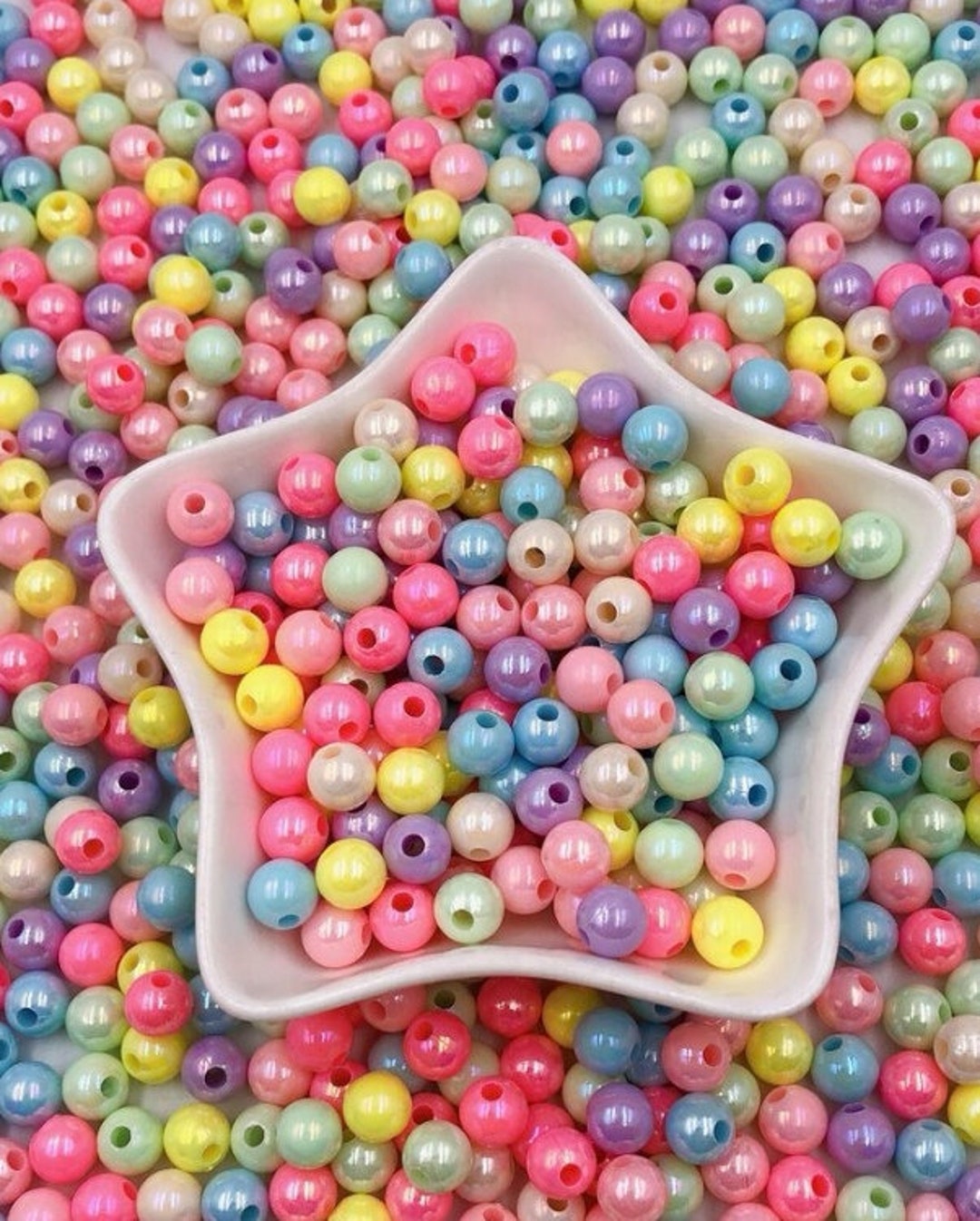 Pastel Colors Bead, 10mm - 6mm Round Beads, Colourful Acrylic Beads ...