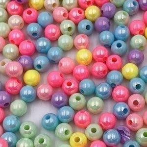 Pastel Colors Bead, 10mm - 6mm Round Beads, Colourful Acrylic Beads ...
