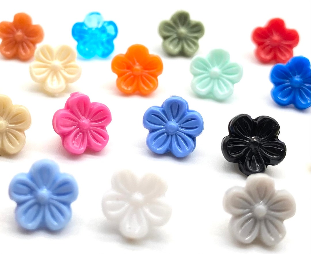 Vintage Flower Beads ( 50 Pcs ) , Flower Shank Buttons , 8mm Vintage ...