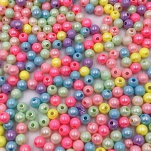 Pastel Colors Bead, 10mm - 6mm Round Beads, Colourful Acrylic Beads ...